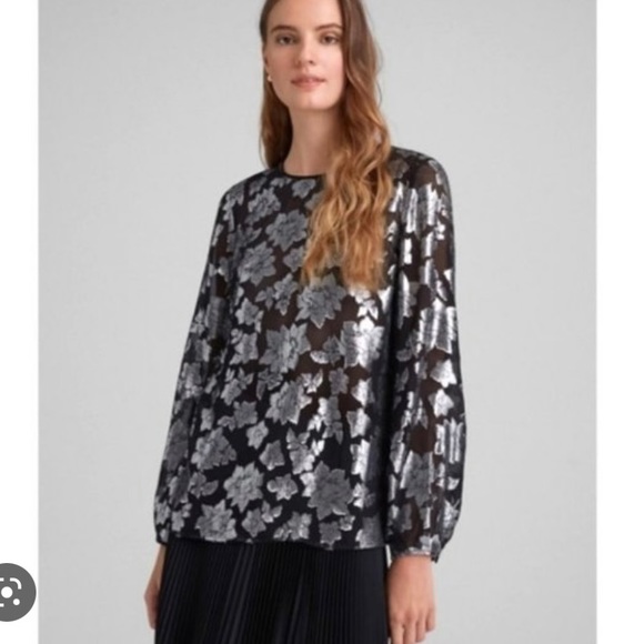 Club Monaco | Tops | Club Monaco Floral Metallic Blouse | Poshmark